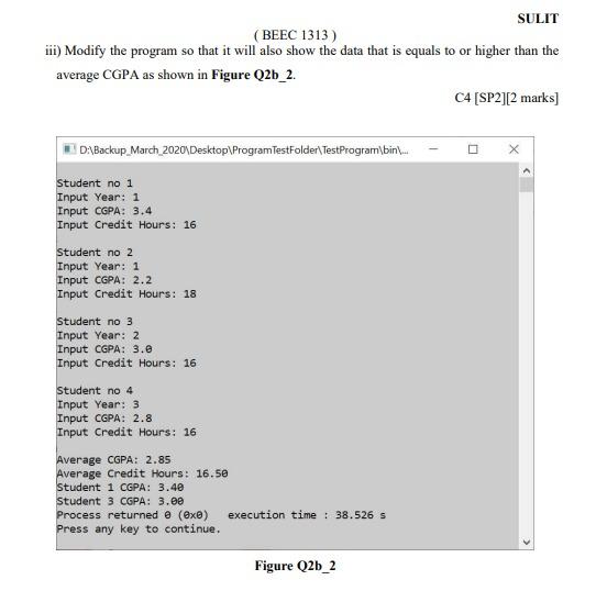 Solved (BEEC 1313) iii) Modify the program so that it will | Chegg.com
