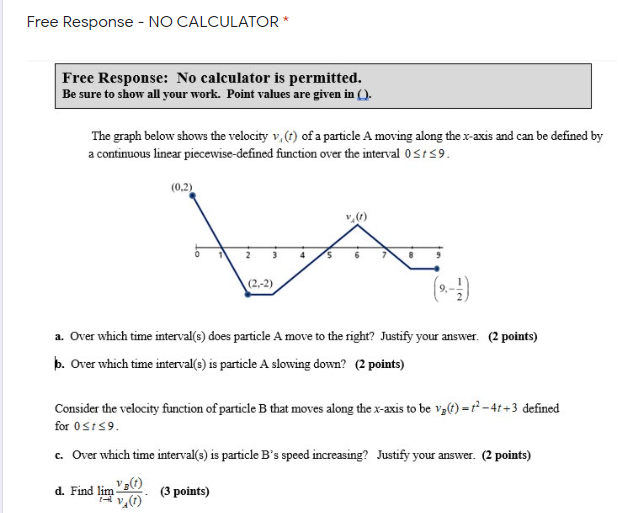 Solved Free Response - NO CALCULATOR* Free Response: No | Chegg.com