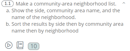 Solved 1.1 Make a community-area neighborhood list. a. Show | Chegg.com