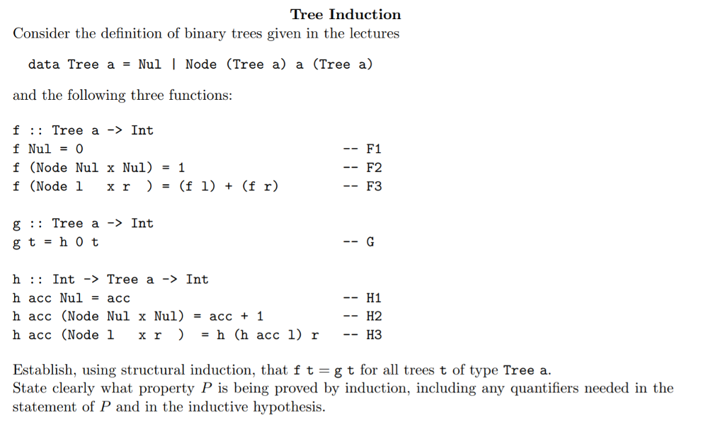 Tree Induction Consider the definition of binary | Chegg.com