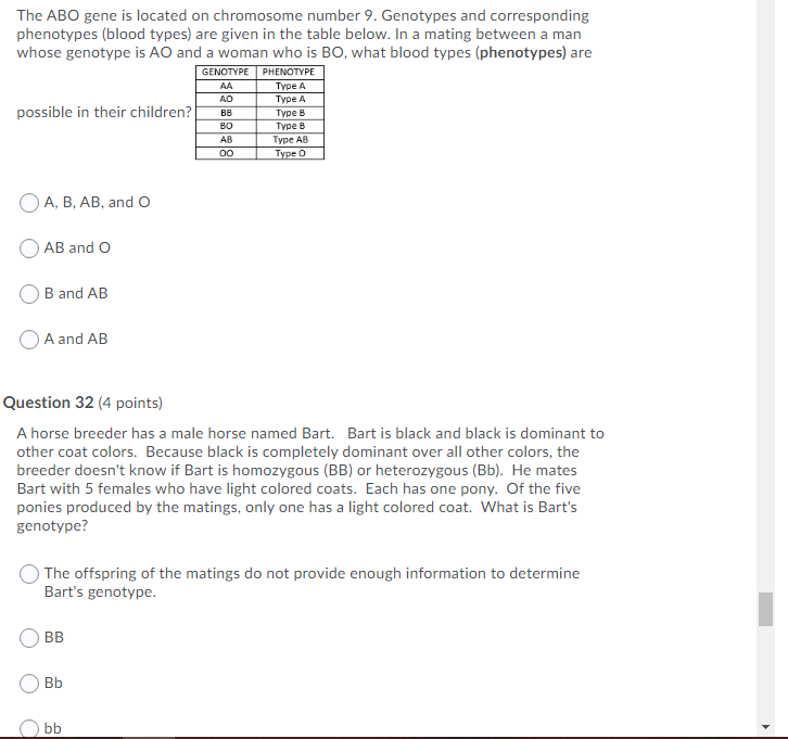 Solved The ABO gene is located on chromosome number 9. | Chegg.com