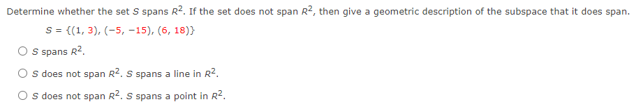 Solved Determine whether the set S spans R2. If the set does | Chegg.com