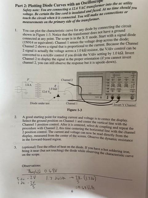 Solved 1. Part 2: Plotting Diode Curves with an Oscillosc | Chegg.com