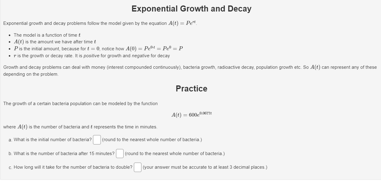 Solved Exponential Growth and Decay Exponential growth and | Chegg.com