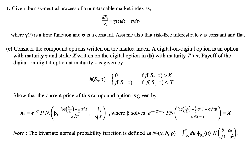 1. Given the risk-neutral process of a non-tradable | Chegg.com