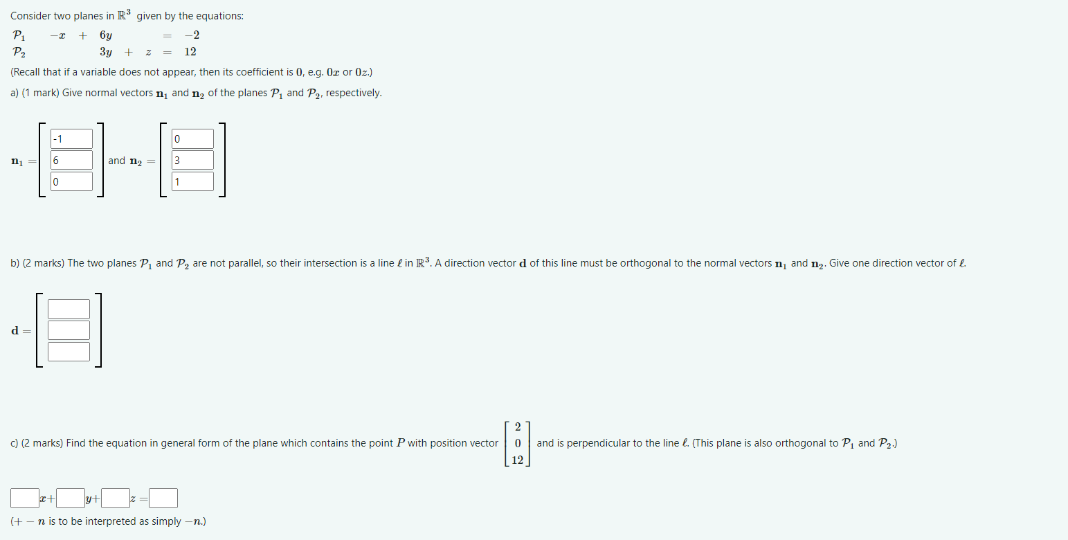 Solved Consider two planes in R3 ﻿given by the | Chegg.com
