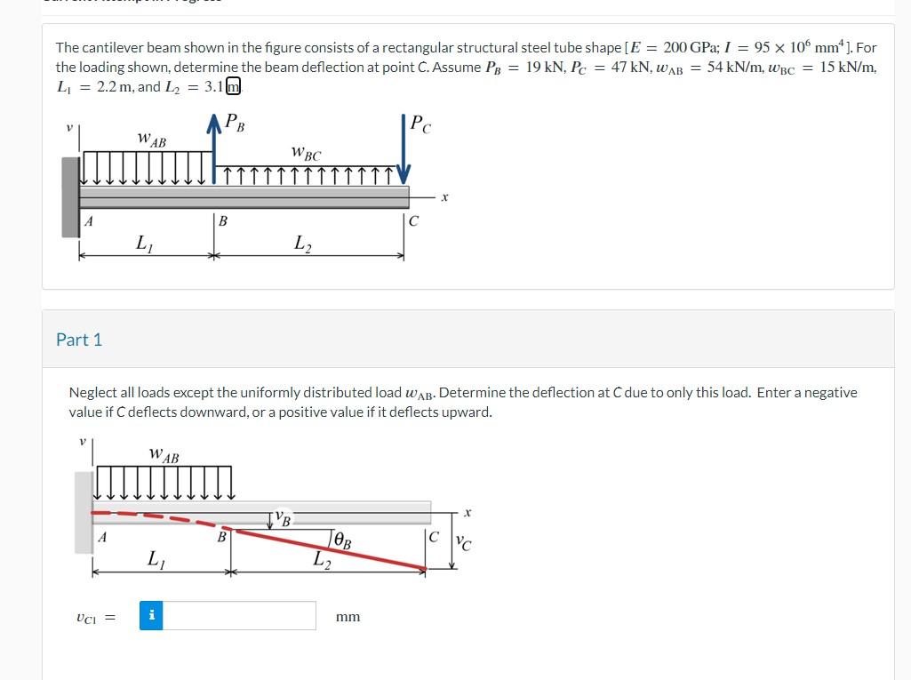 Solved The cantilever beam shown in the figure consists of a | Chegg.com