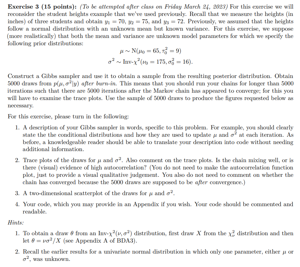 Exercise 3 (15 points): (To be attempted after class | Chegg.com