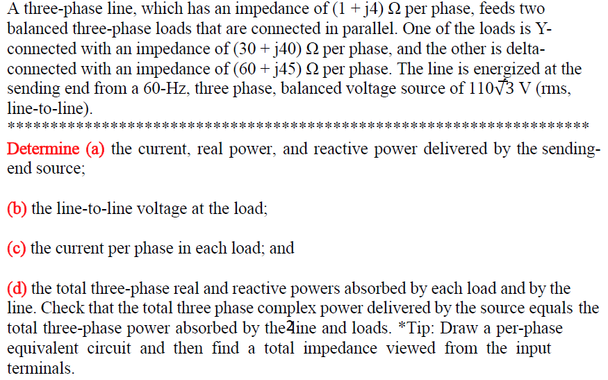 Solved A three-phase line, which has an impedance of (1 + | Chegg.com