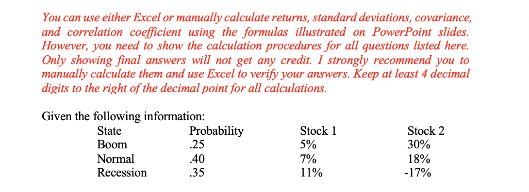 Solved Calculate the standard deviation for this portfolio | Chegg.com