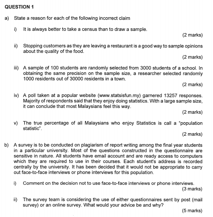 Solved QUESTION 1 a) State a reason for each of the | Chegg.com