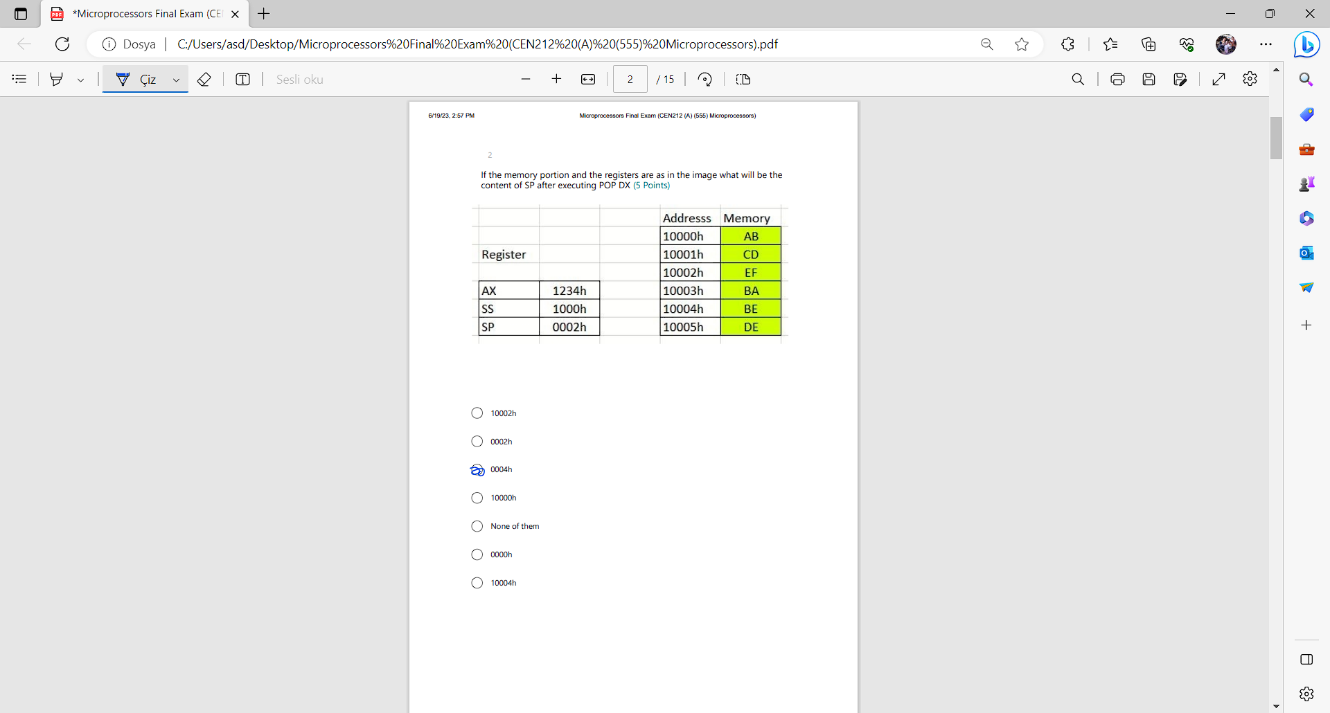 Solved Microprocessors Fingl Exam (CEN212 (A) (555) | Chegg.com