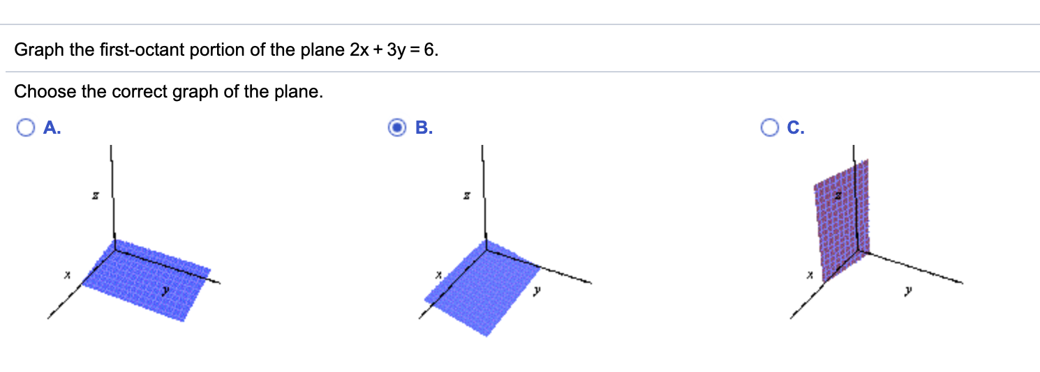 Solved Graph the first-octant portion of the plane 2x + 3y = | Chegg.com