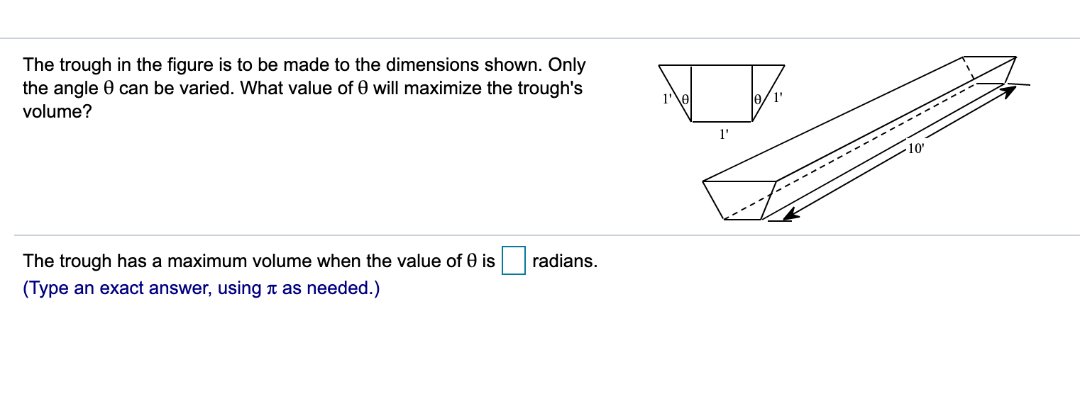 Solved The trough in the figure is to be made to the | Chegg.com