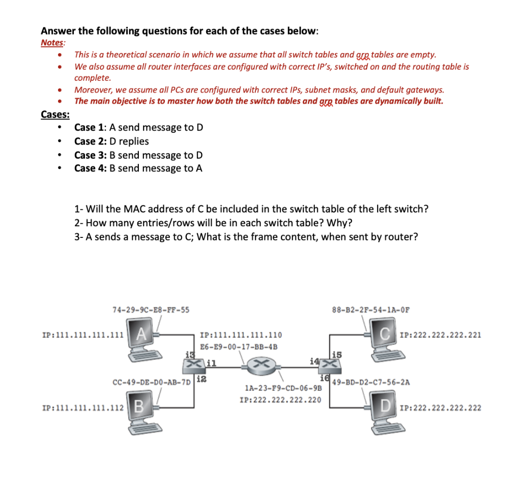 Solved Answer the following questions for each of the cases | Chegg.com