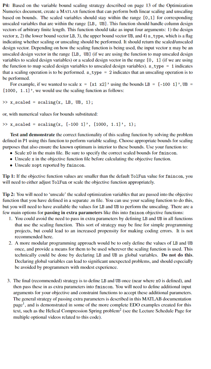 Solved P4: Based on the variable bound scaling strategy | Chegg.com