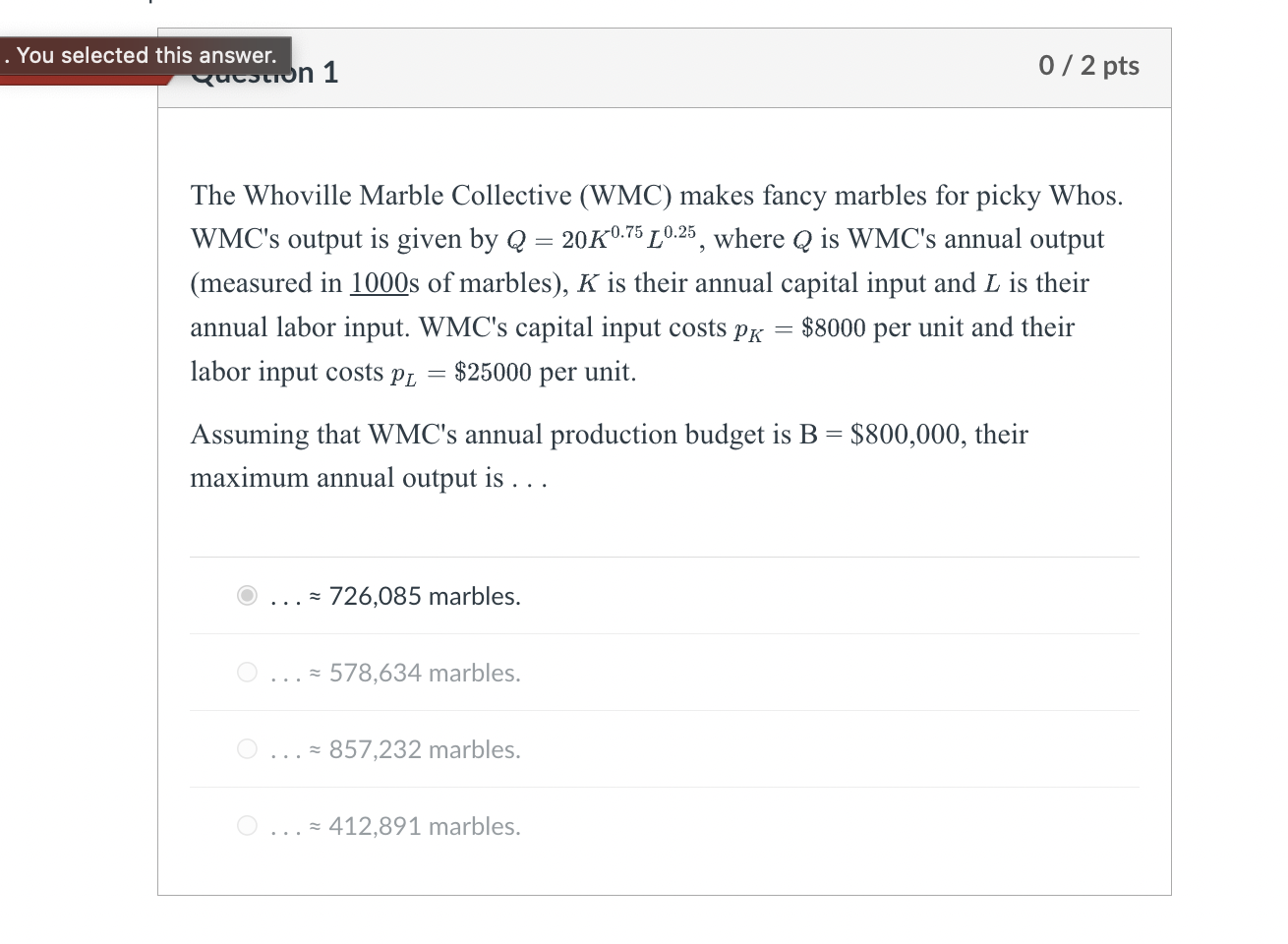 Solved The Whoville Marble Collective (WMC) makes fancy | Chegg.com