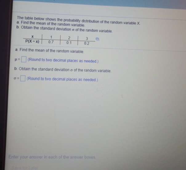 Solved The table below shows the probability distribution of | Chegg.com