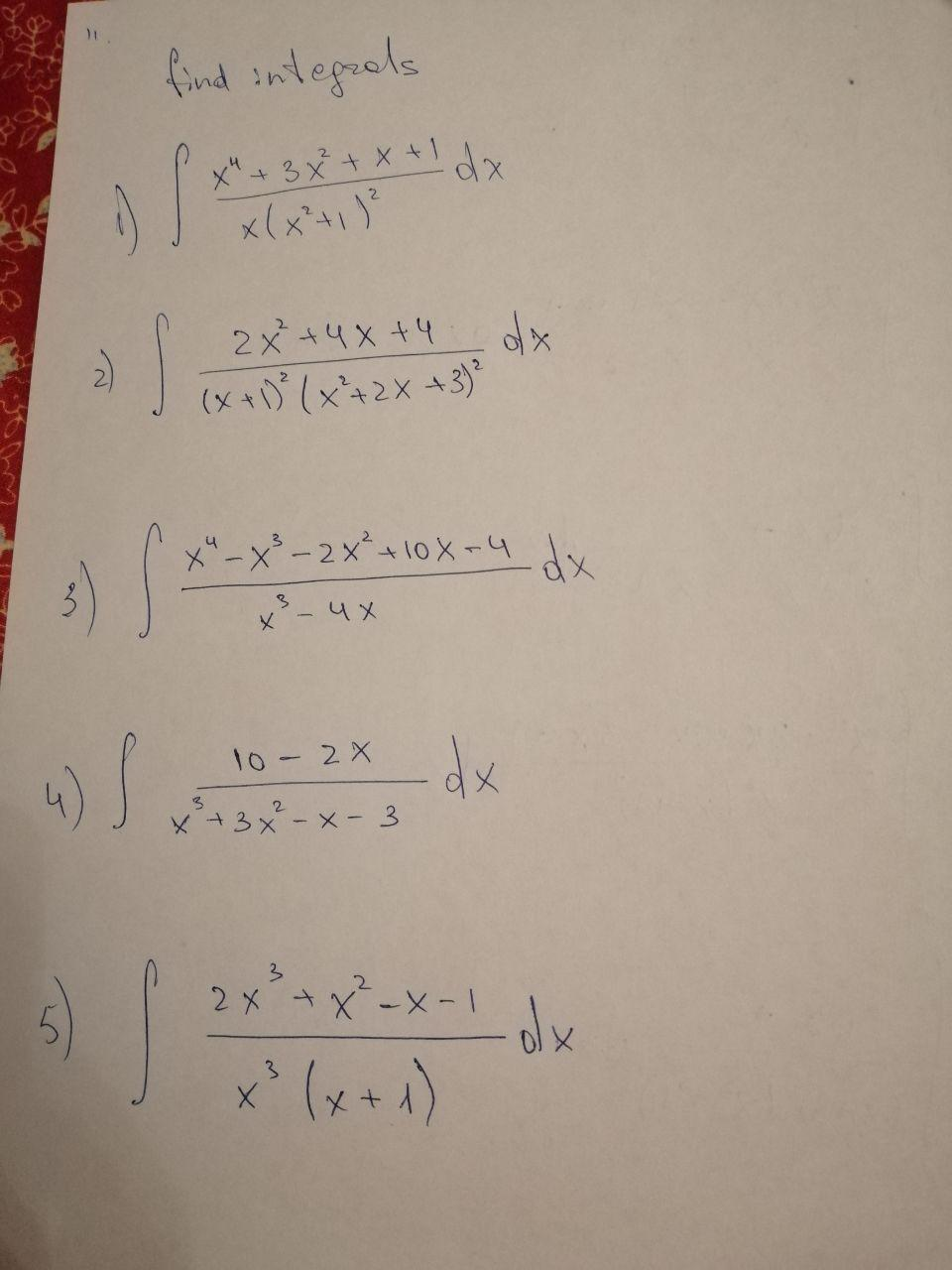 Solved find integrals x + 3x² + x + 1 dal x(x²+1 ) ² da 2 2x | Chegg.com