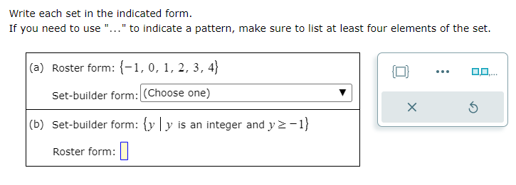 Write each set in the indicated form. If you need to | Chegg.com