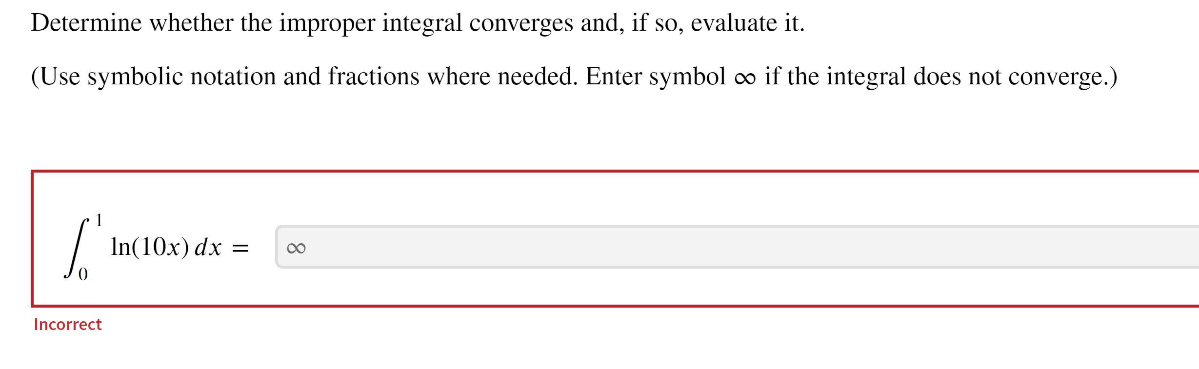 Solved Determine whether the improper integral converges | Chegg.com