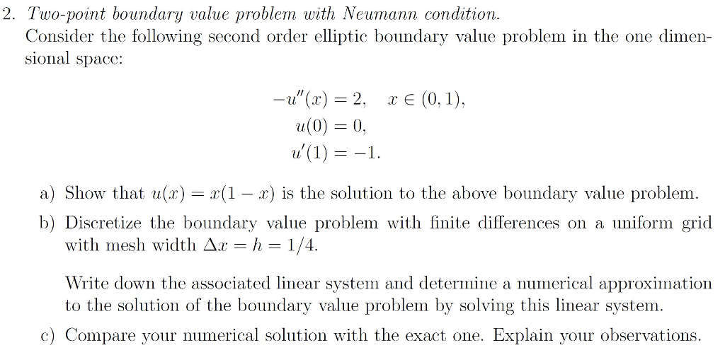 Solved 2. Two-point boundary value problem with Neumann | Chegg.com