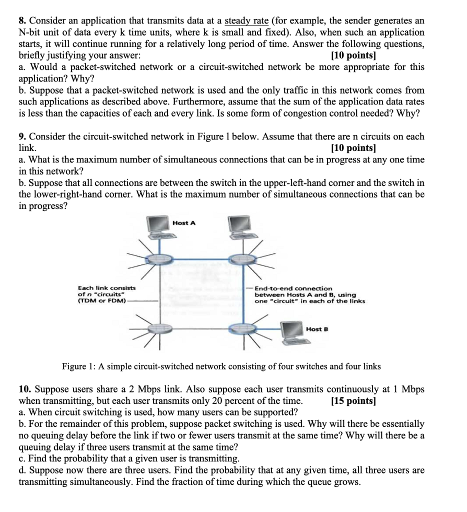 Solved 8. Consider an application that transmits data at a | Chegg.com