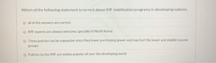 Solved Which of the following statement is correct about IMF | Chegg.com