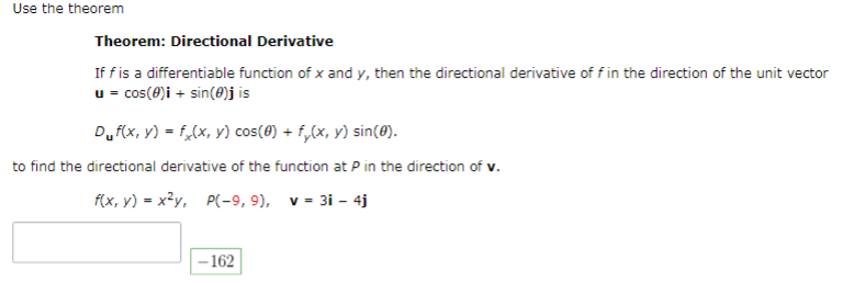 Solved Theorem: Directional Derivative If f is a | Chegg.com