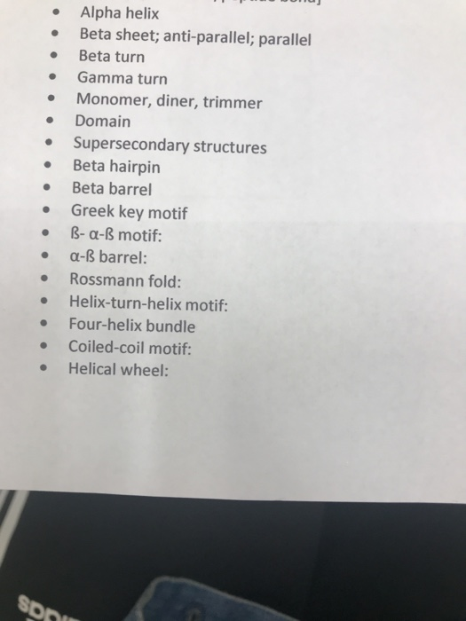 Solved Alpha helix Beta sheet; anti-parallel; parallel Beta | Chegg.com