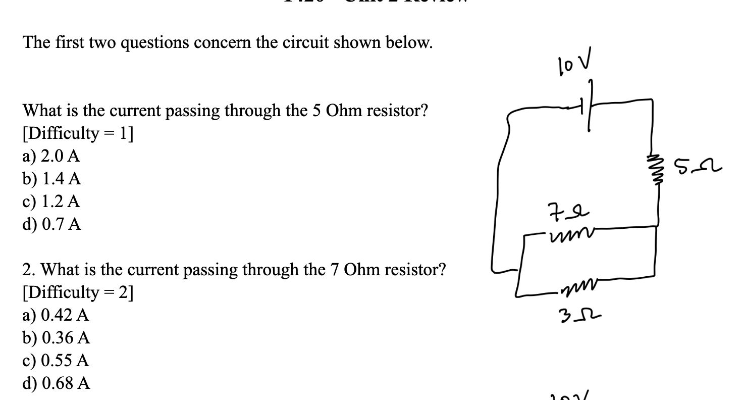 Solved The first two questions concern the circuit shown | Chegg.com
