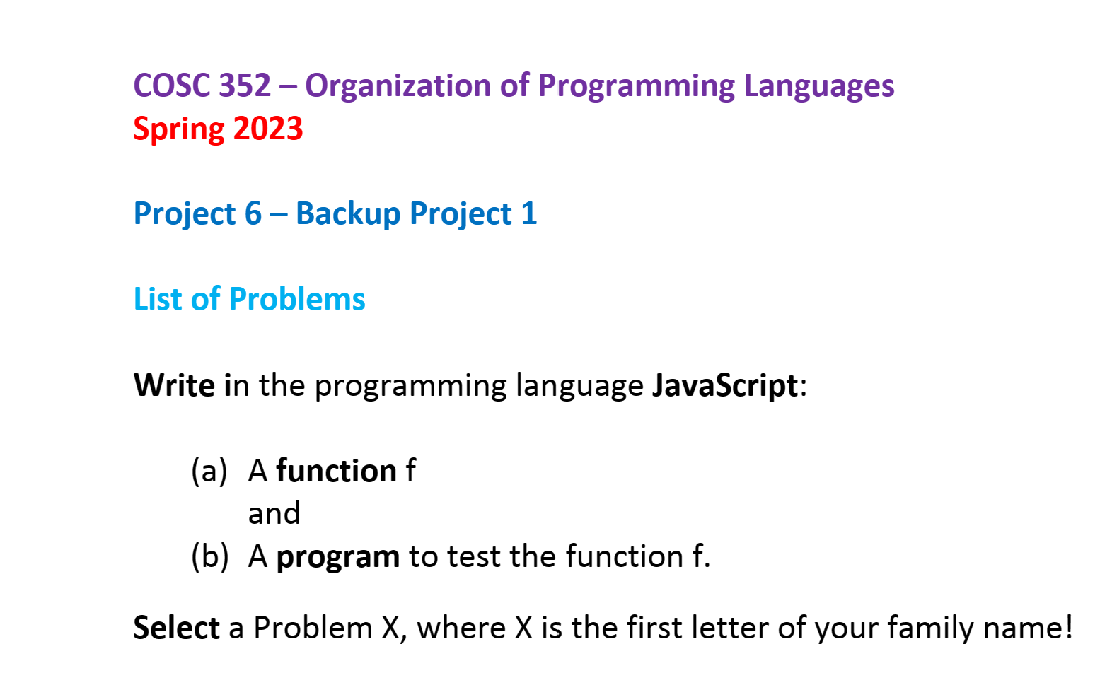 Solved COSC 352 - Organization of Programming Languages | Chegg.com