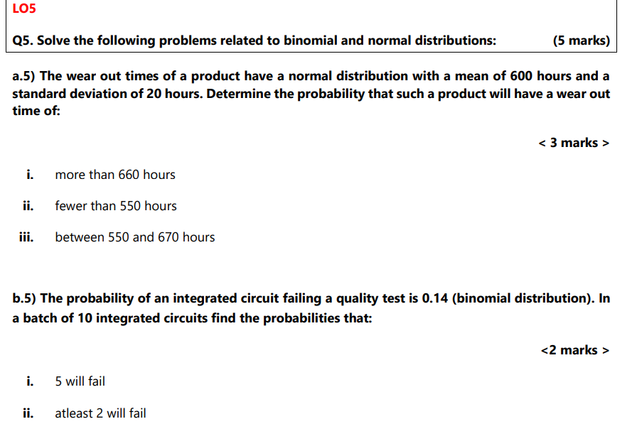 Solved LO5 Q5. Solve the following problems related to | Chegg.com