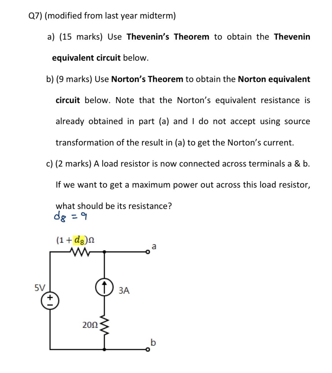 Solved Q7) (modified from last year midterm) a) (15 marks) | Chegg.com