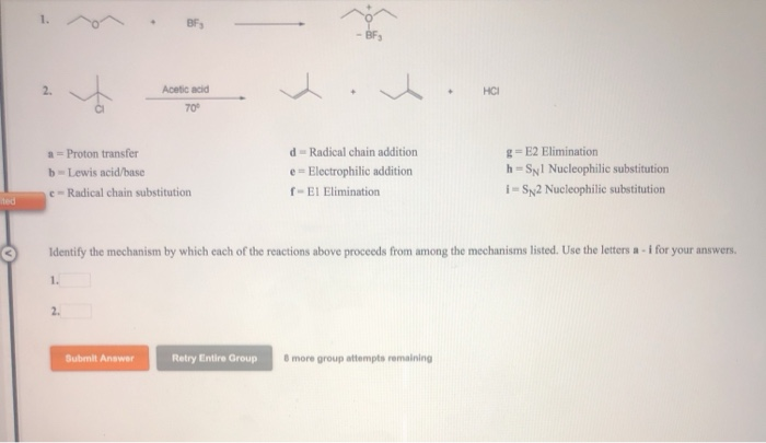 Solved 2. Acetic acid d Radical chain addition e- | Chegg.com