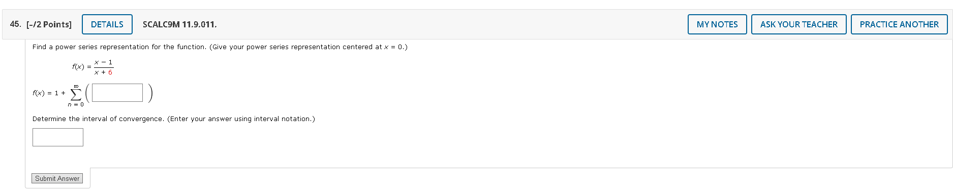 Solved Points]SCALC9M 11.9.011.Find a power series | Chegg.com