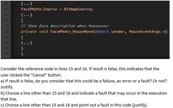 Solved 1. This block of code is an example of using a Face | Chegg.com