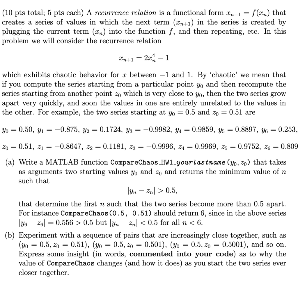 Solved (10 pts total; 5 pts each) A recurrence relation is a | Chegg.com