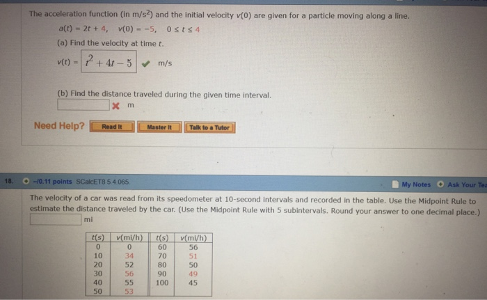 Solved The acceleration function (in m/s?) and the initial | Chegg.com