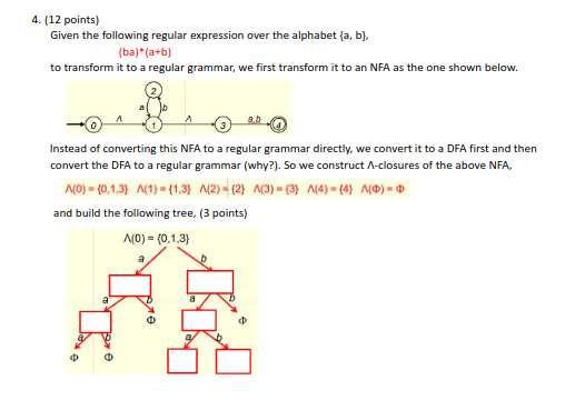 Solved (12 points) Given the following regular expression | Chegg.com