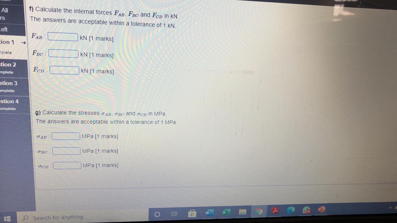 Solved on Question 1. А 5 P1 (kN) L1 (m) Eft B on 1 L2 (m) | Chegg.com