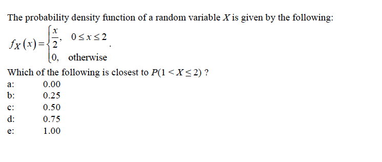 Solved The probability density function of a random variable | Chegg.com