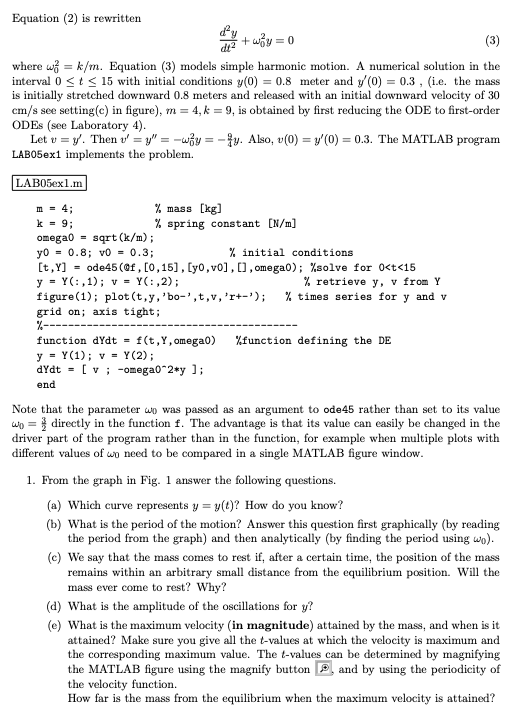 Solved This is a MATLAB Differential equation question. | Chegg.com