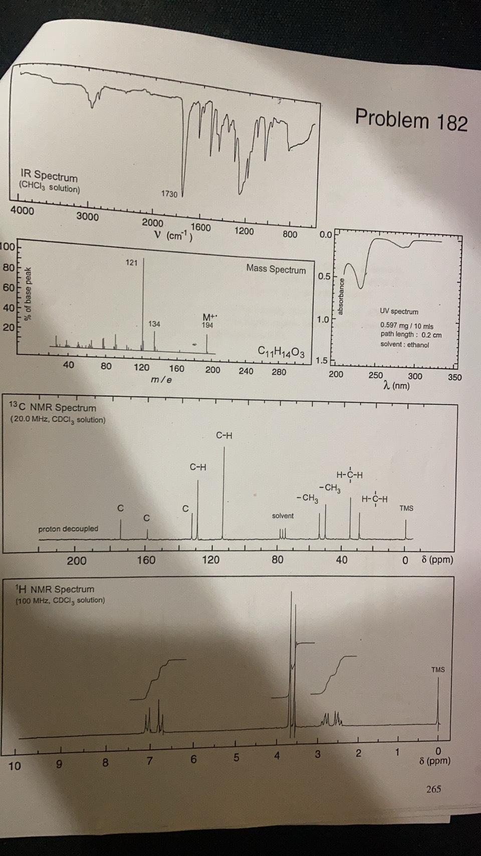 Solved Problem 182 mm IR Spectrum (CHCl3 solution) 1730 4000 | Chegg.com