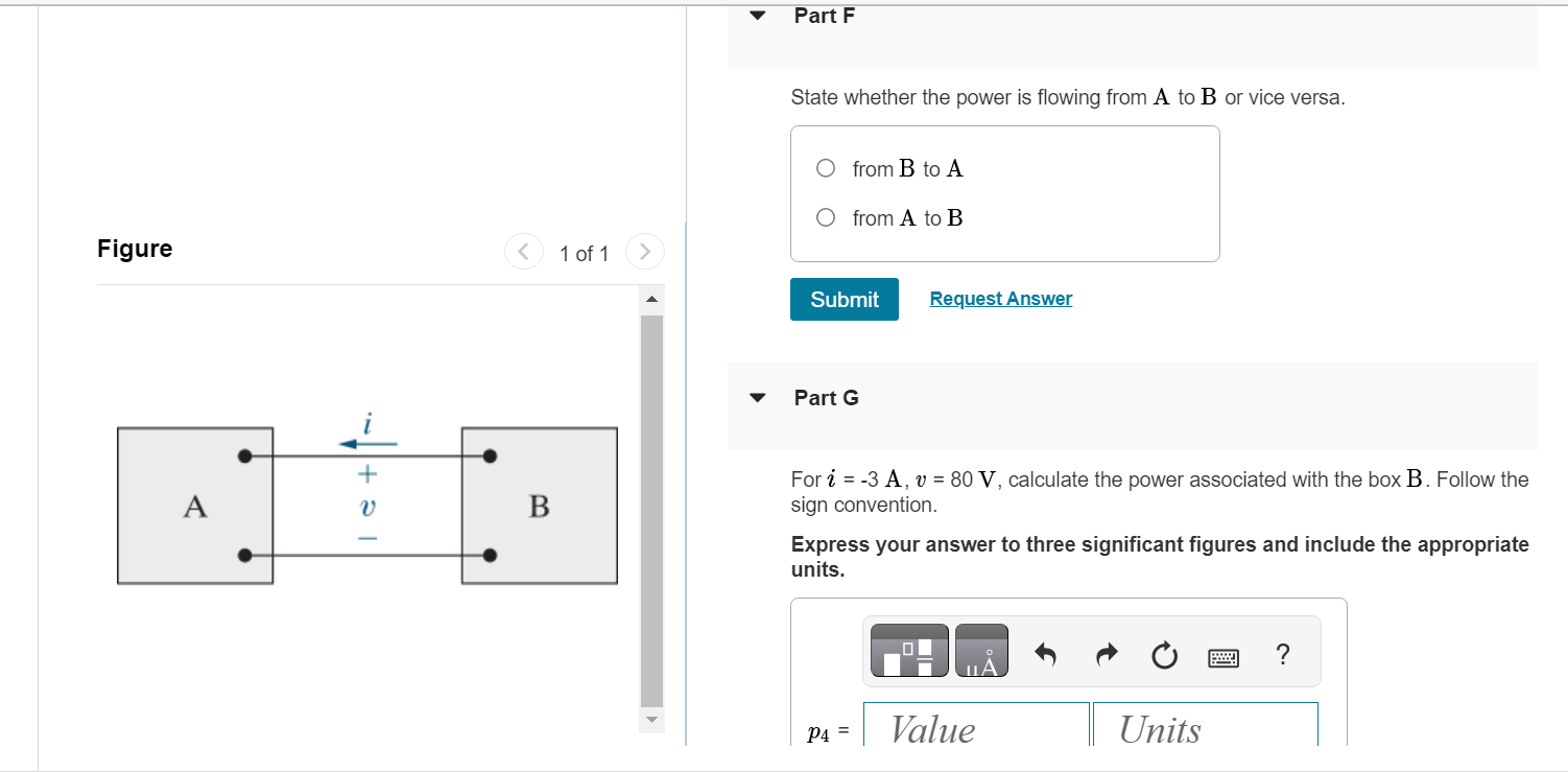 Solved State whether the power is flowing from A to B or | Chegg.com