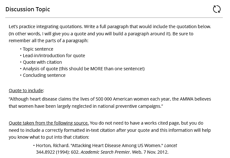 Let's practice integrating quotations. Write a full | Chegg.com