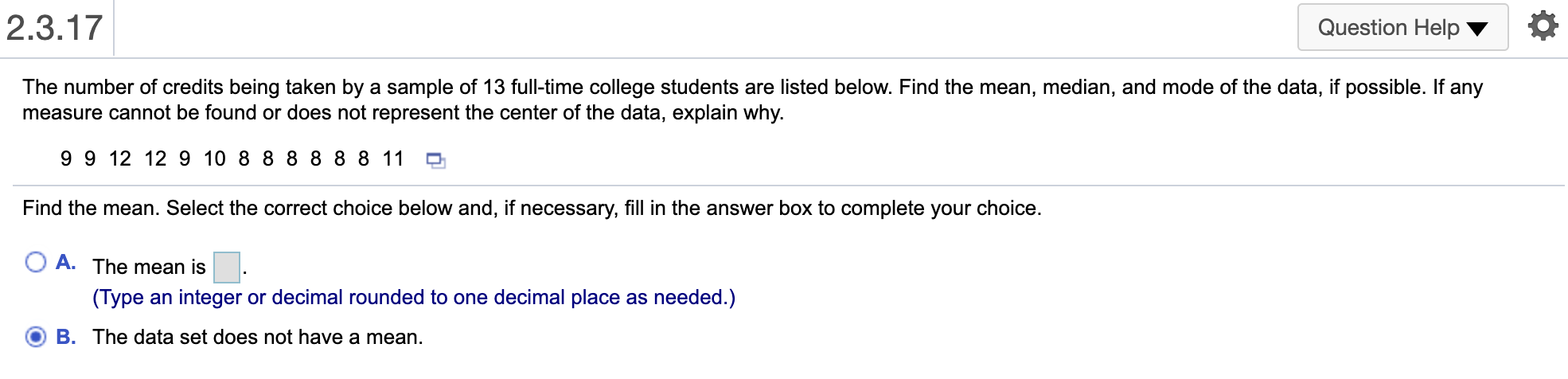 Solved 2.3.17 Question Help The number of credits being | Chegg.com