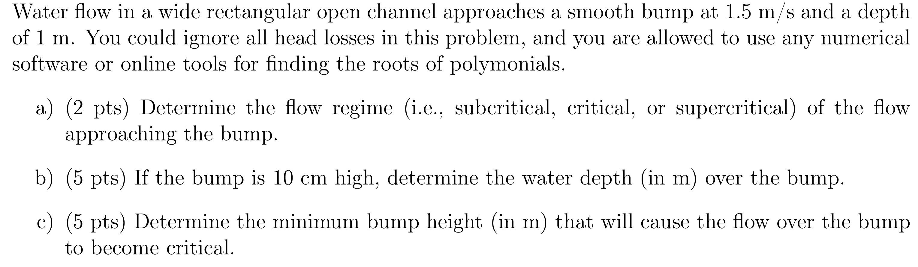 Solved water flow in a wide rectangular open channel | Chegg.com
