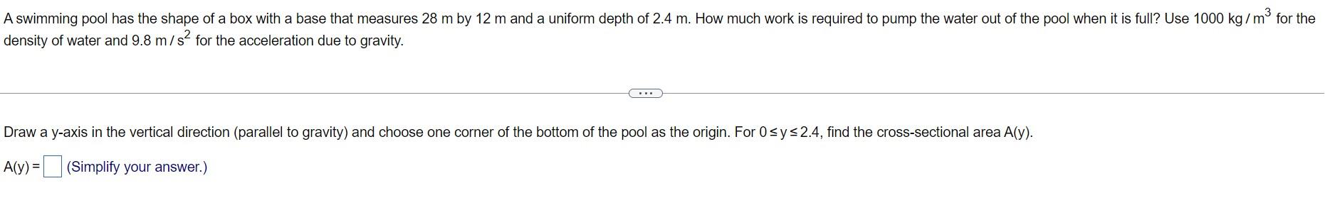 Solved A swimming pool has the shape of a box with a base | Chegg.com