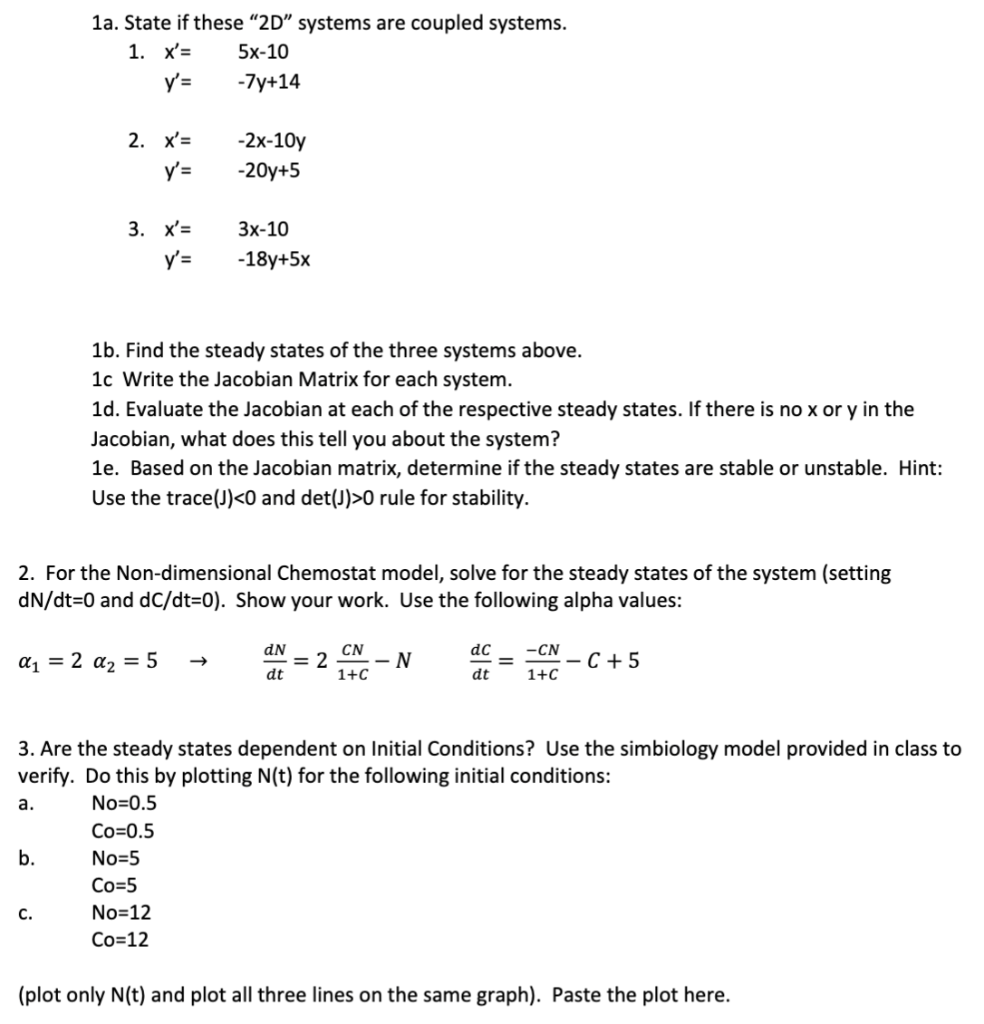 Solved 1a. State if these “2D” systems are coupled systems. | Chegg.com
